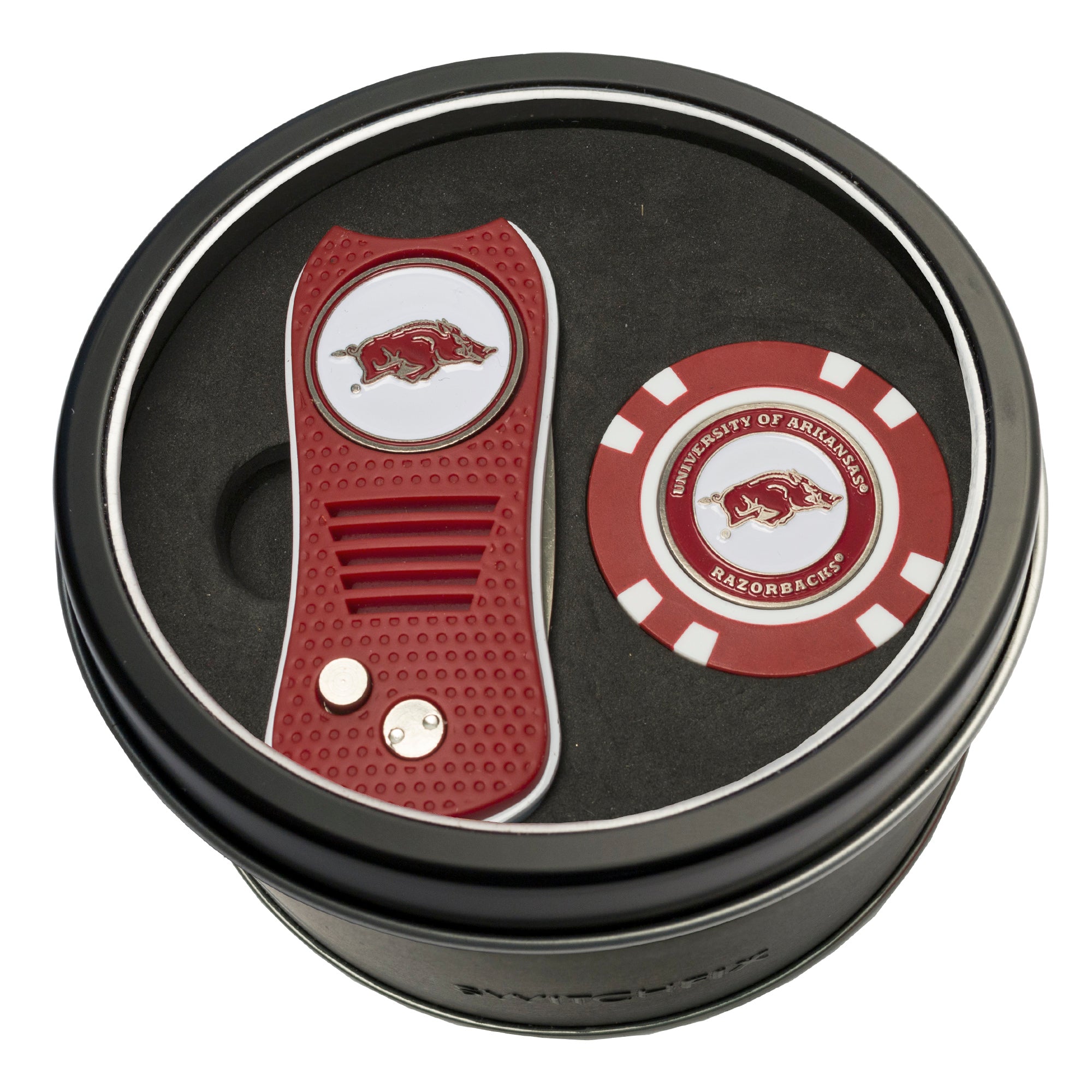 Arkansas Razorbacks Switchblade Divot Tool + Golf Chip Tin Gift Set ...