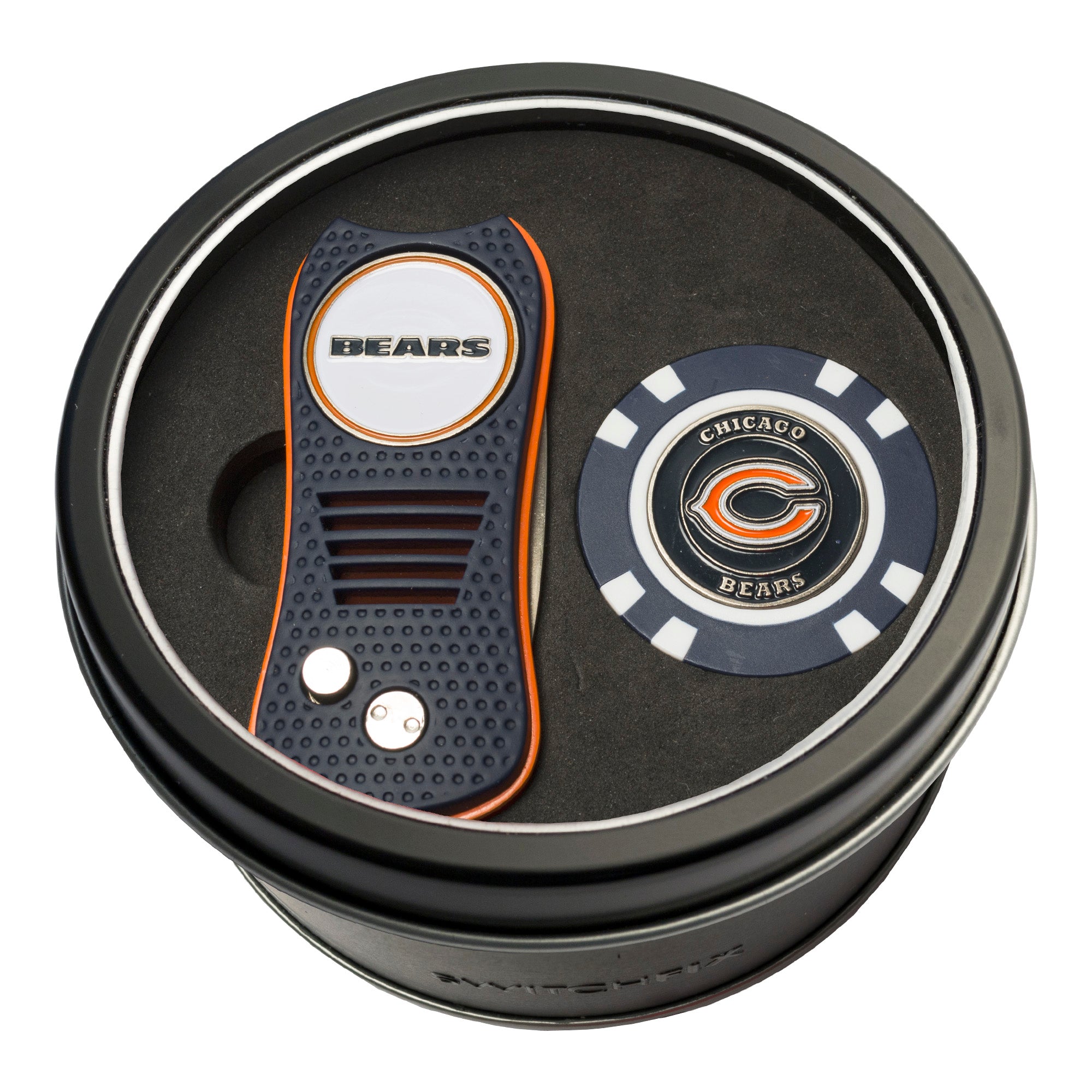 Chicago Bears Switchblade Divot Tool + Golf Chip Tin Gift Set | Team Golf